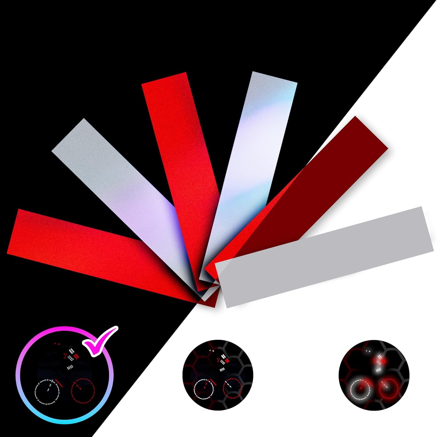 Reflective Stickers for Helmet | 6pcs Engineer Gray-red | Similar to 3M ...