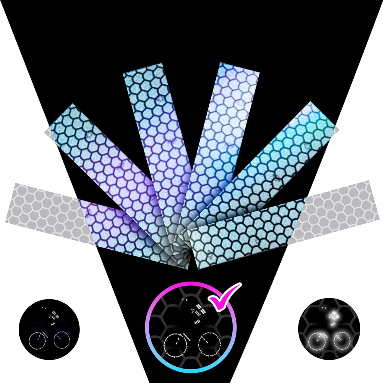 Reflective Stickers for Helmet | 6pcs Prism Gray | Similar to 3M ...