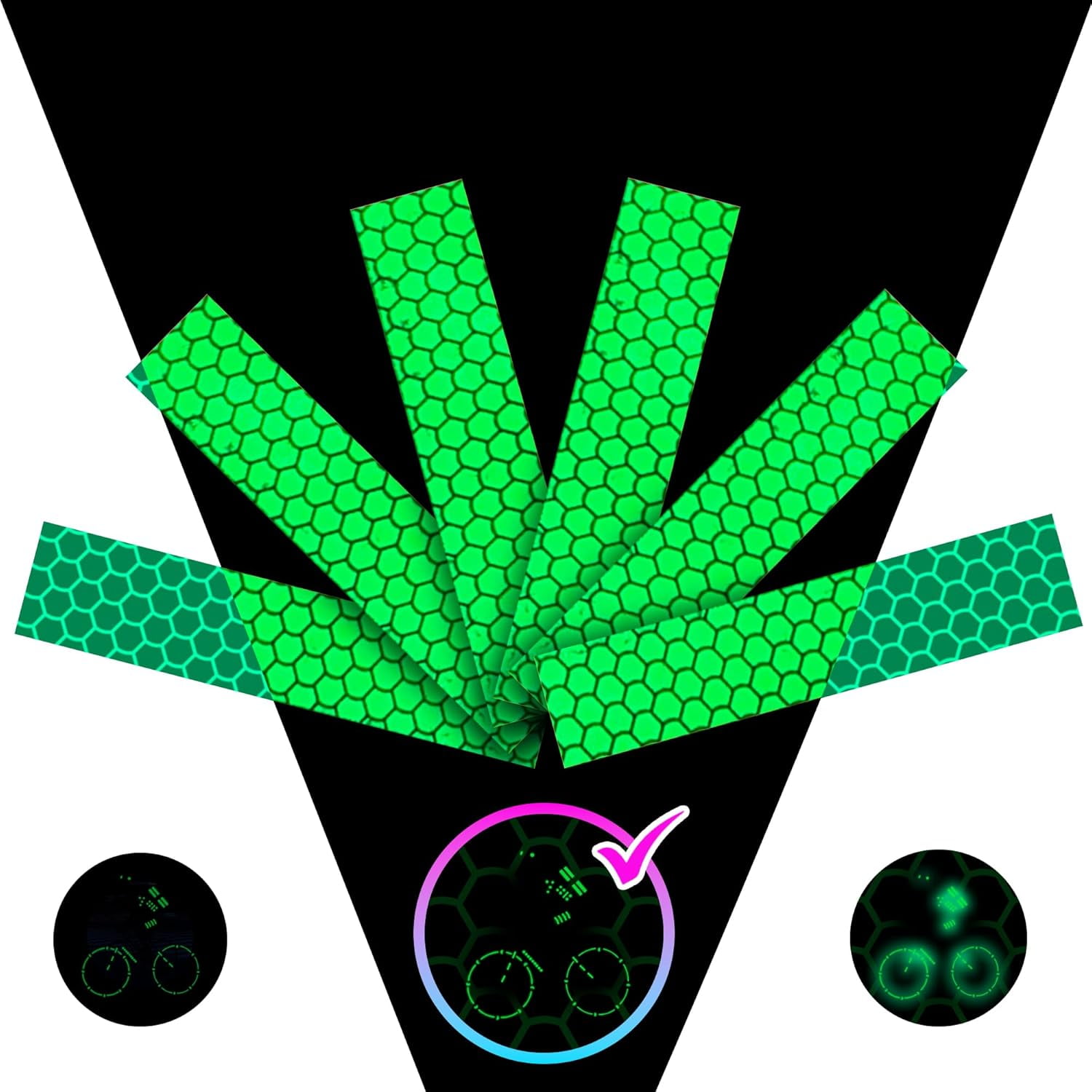 Reflective Stickers for Helmet | 6pcs Prism Green | Similar to 3M ...