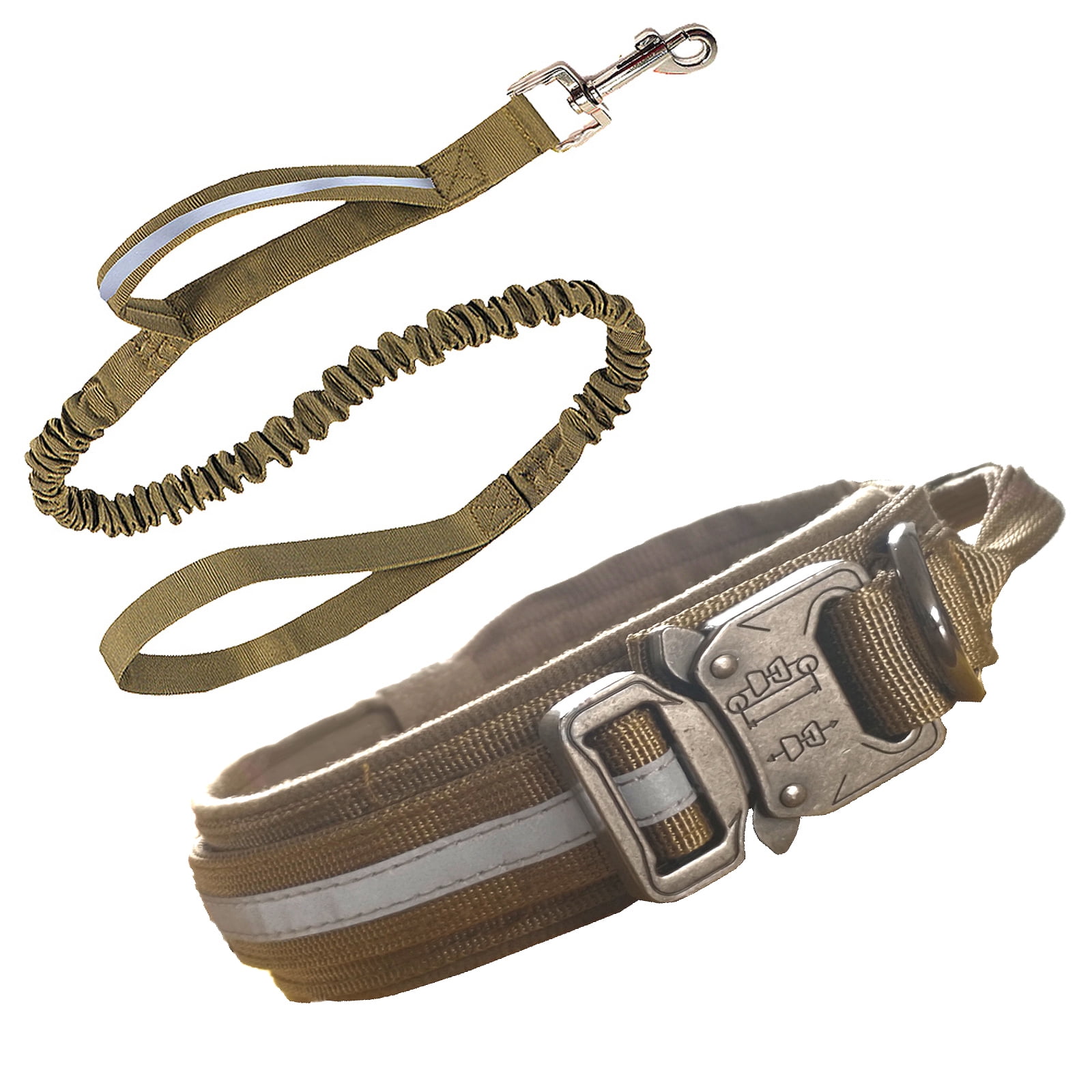 Reflective Tactical Heavy Metal Buckle Dog Collar and Leash Combo ...