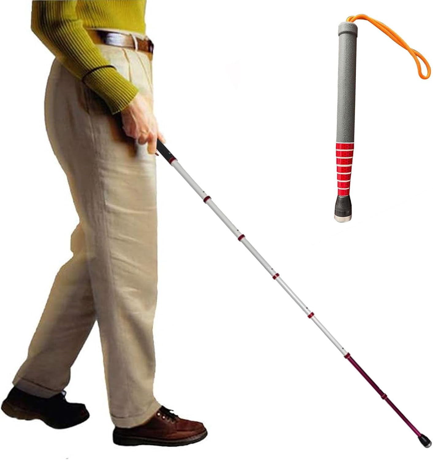 Reflective Telescopic Blind Cane - Folding Walking Cane for Vision ...