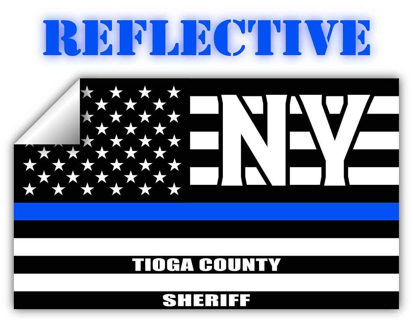Reflective Tioga County New York NY Thin Blue Line Stealthy Old Glory ...