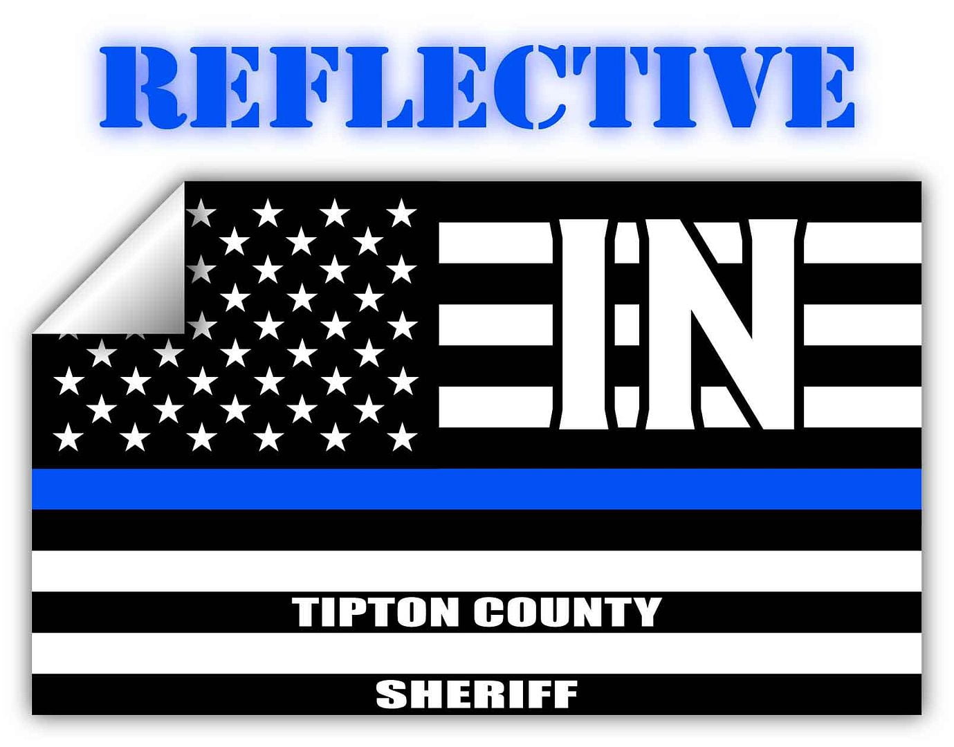 Reflective Tipton County Indiana IN Thin Blue Line Stealthy Old Glory ...