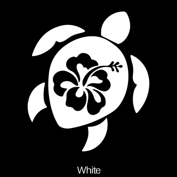 Reflective Turtle with Hibiscus Flower Car Window Stickers Removable ...
