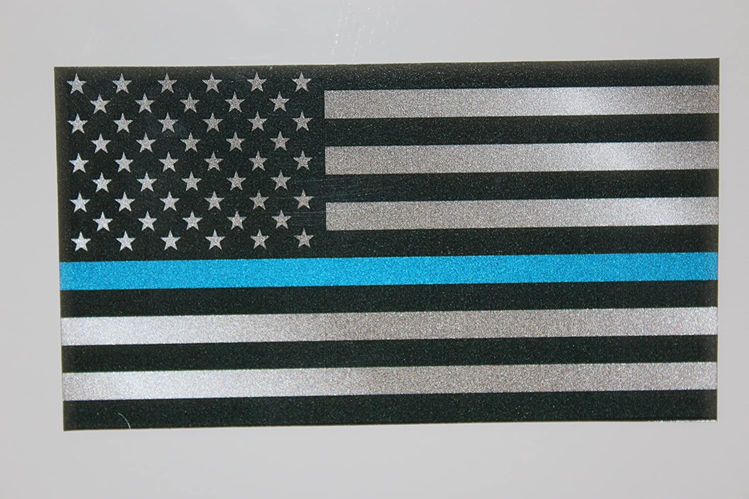 Reflective US Flag Decal with Thin Blue Line for Cars & Trucks, 5.5 x 3 ...