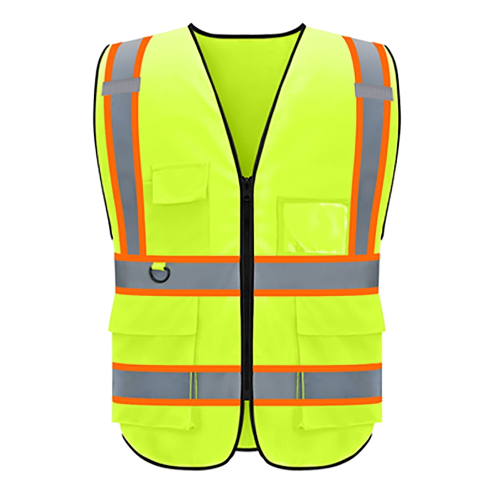 Reflective Vest Class 2 Safety Vests ANSI with 5 Pockets Zipper High ...