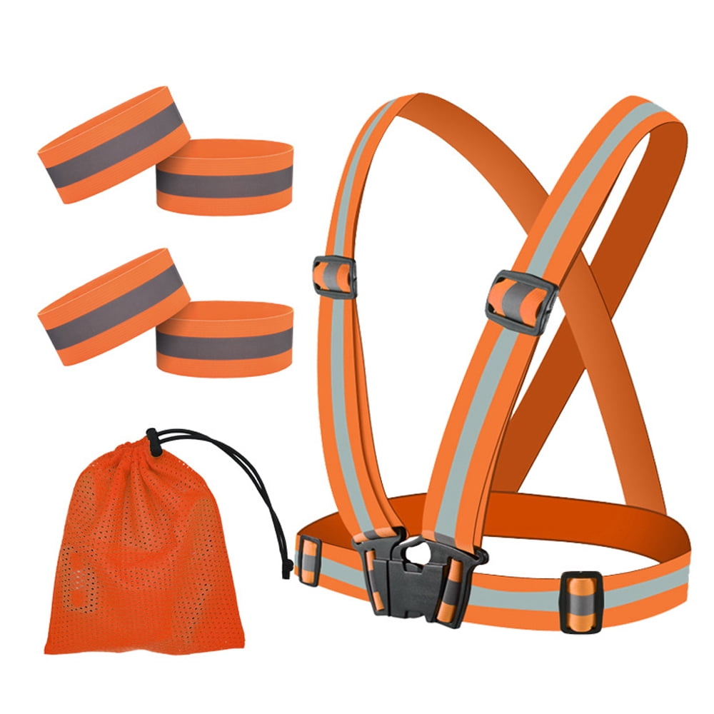 Reflective Vest Running Gear + 2 Bands & Bag/Ultralight & Comfy Safety ...