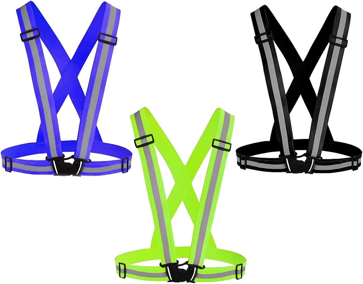 Reflective Vest Running Gear 3Pack, Adjustable Safety Vests High ...