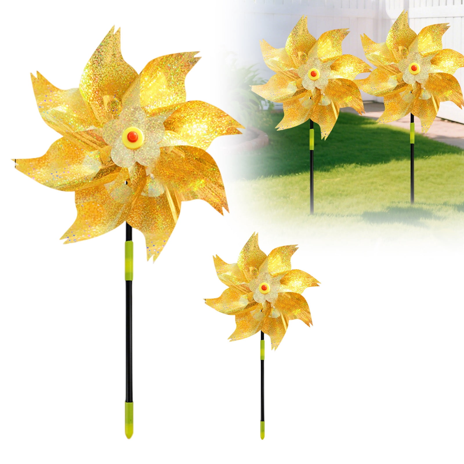 Reflective Windmill Bird with Stakes Sparkly Outdoor Garden Yard Device ...