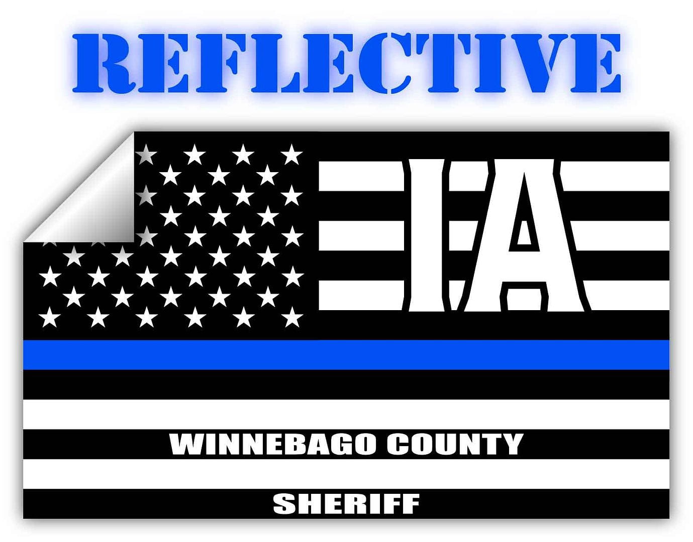 Reflective Winnebago County Iowa IA Thin Blue Line Stealthy Old Glory ...