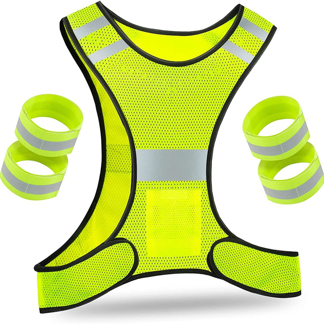Reflector Vest - High Visibility Bicycle with Adjustable Fastener and 4 ...