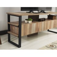 Wood 3-Tier Floor TV Stand with Mount Base for 32-70 Inches Flat/Curved ...