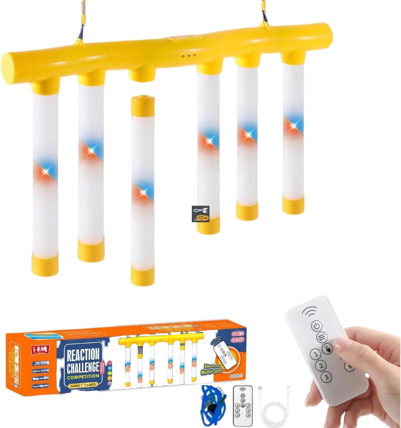 Reflex Challenge Game,Catch The Stick Game with Remote Control,Lights,Adjustable 3 Speed Drop ...