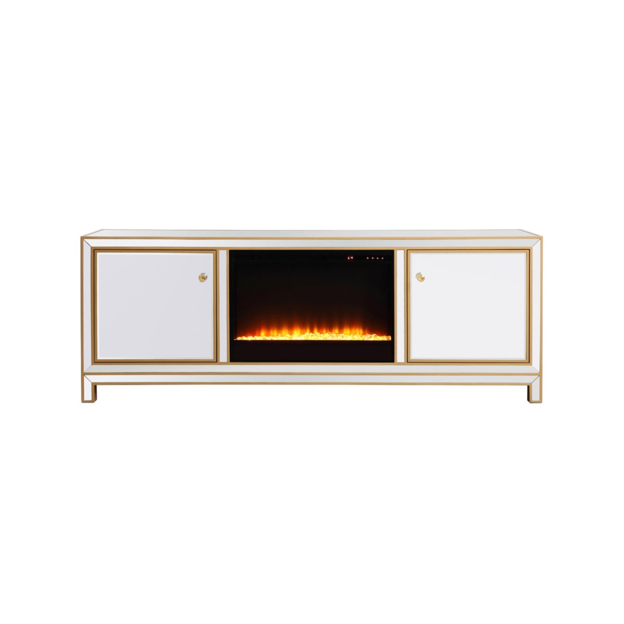 Elegant Decor Reflexion 72 in. mirrored tv stand with crystal fireplace ...