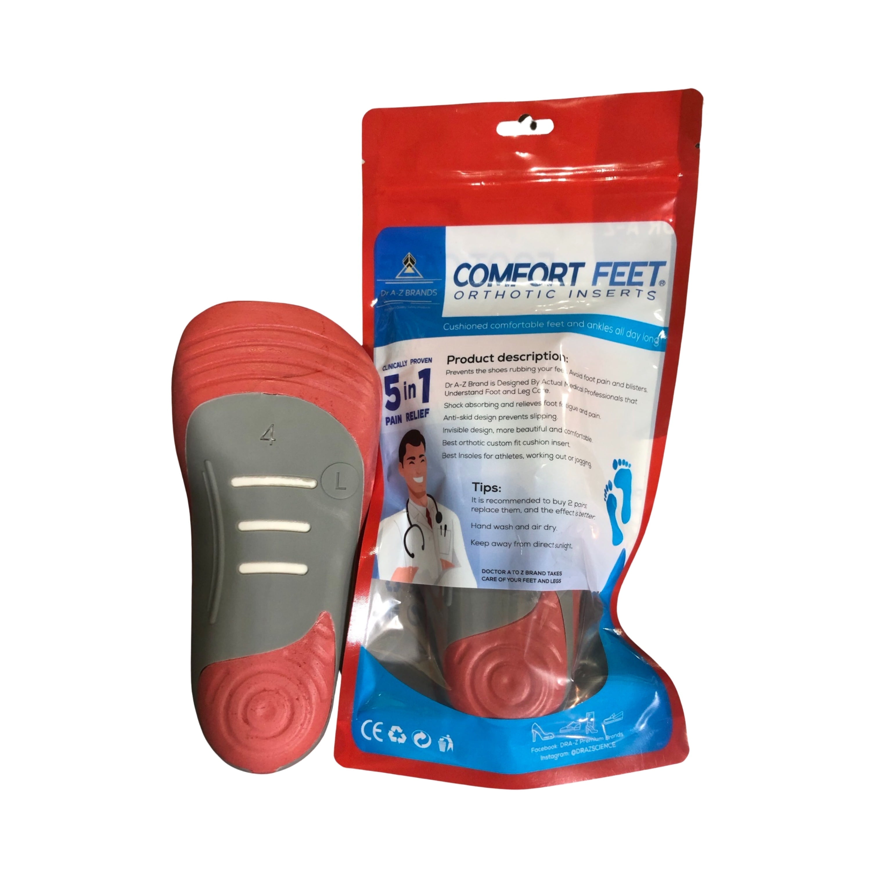Doctor A-Z Foot Insole Insert Shoe Insert Plantar Fasciitis Foot ...