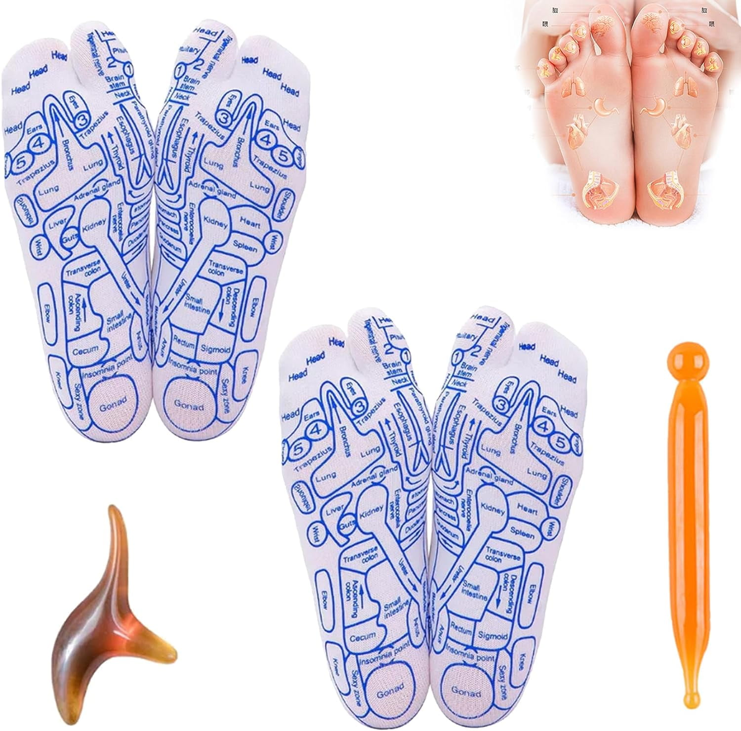 Reflexology Socks Set-2024 New Reflexology Socks with Massage Tool ...
