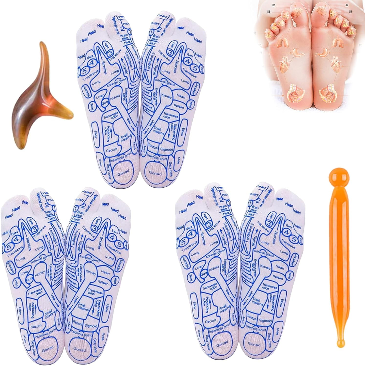 Reflexology Socks Set-2024 New Reflexology Socks with Massage Tool ...