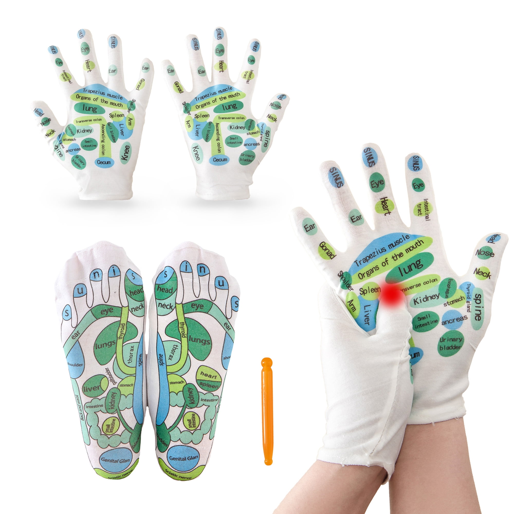 Reflexology Socks and Gloves Tool Set, Hand Spa Reflexology Tools ...