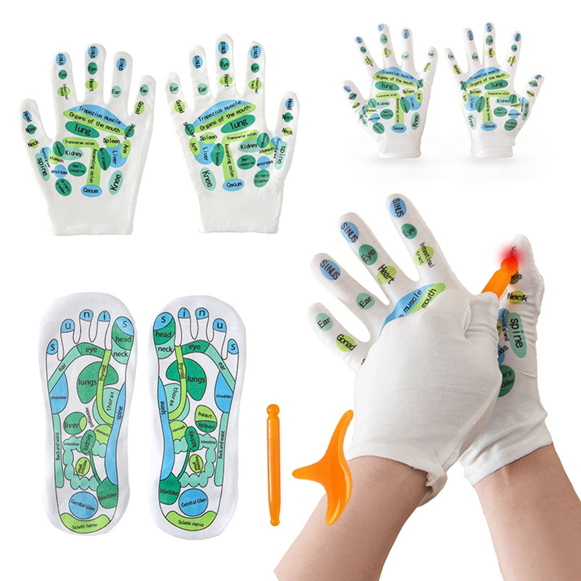 Reflexology Socks and Gloves Tool Set, Hand Spa Reflexology Tools ...