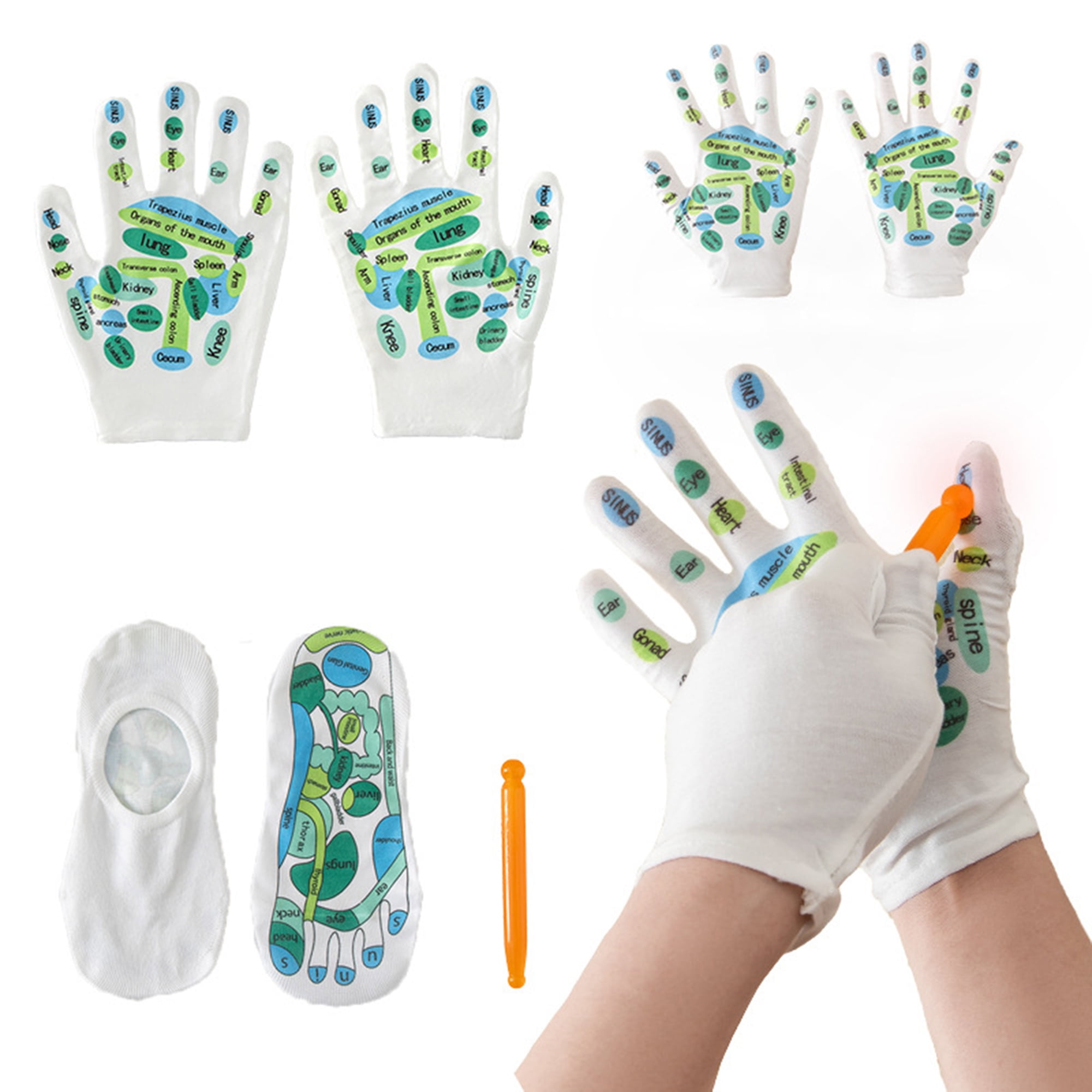 Reflexology Socks and Gloves Tool Set, Hand Spa Reflexology Tools ...