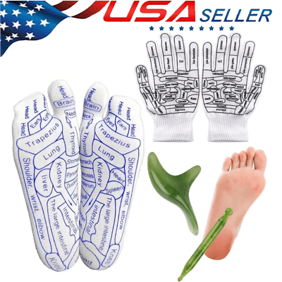 Reflexology Socks with Gloves Tools Set, Foot Massager Socks with 2 ...