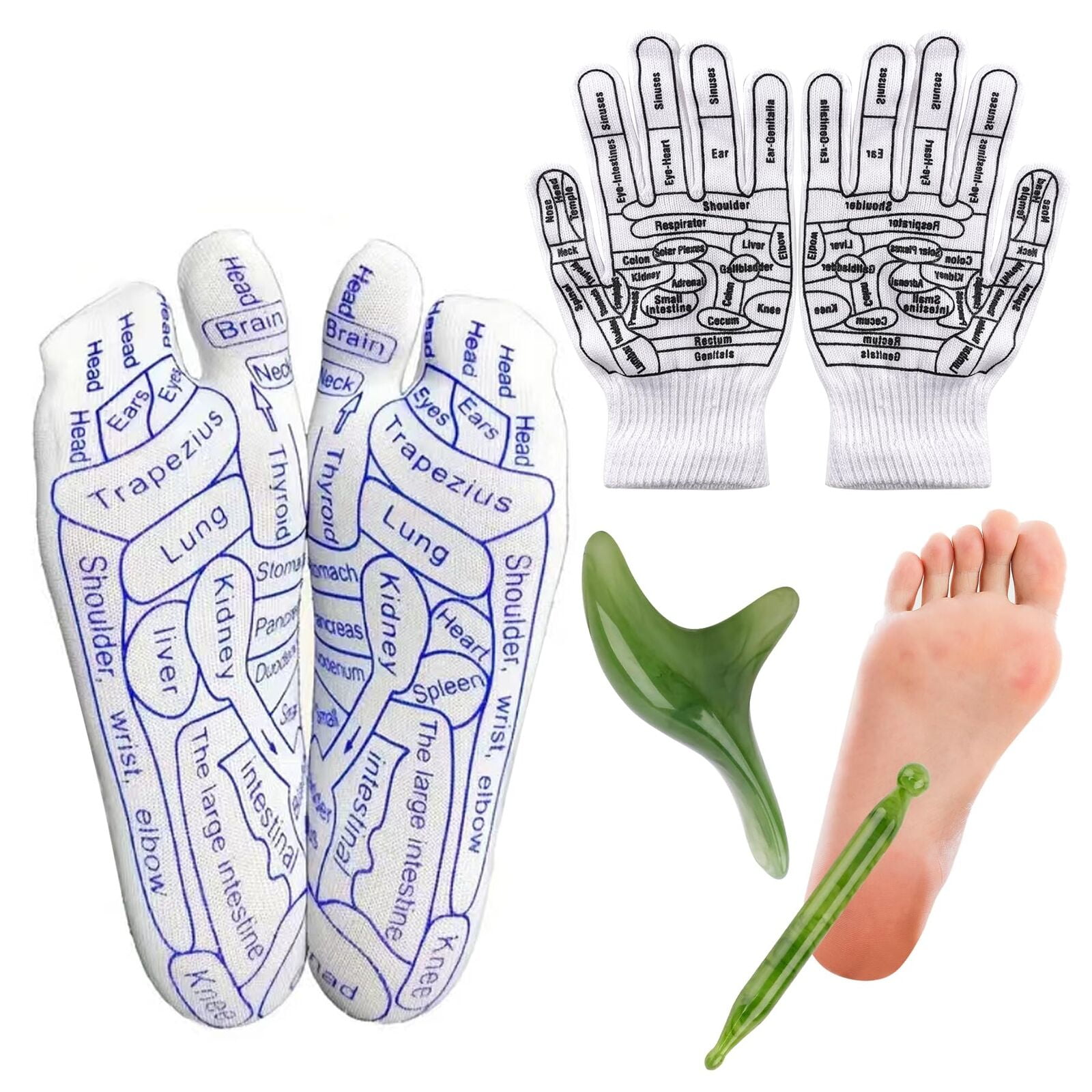 Reflexology with Tools and Gloves Set,Acupuncture Socks Kit for Foot ...