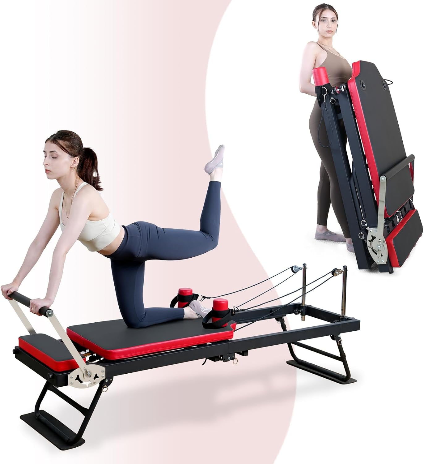 Reformer Pilates Machine, JIRTEMOT Pilates Machine with Resistance ...