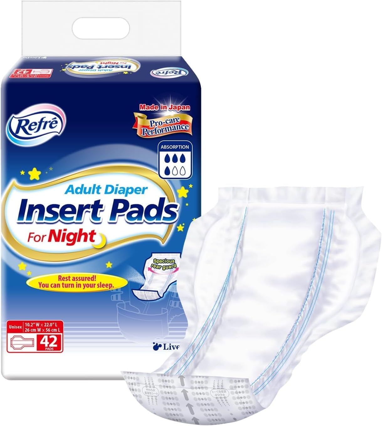 Refr√©, Adult Diaper Insert Pads for Night, 11"x19.3", 42 Ct - Walmart.com