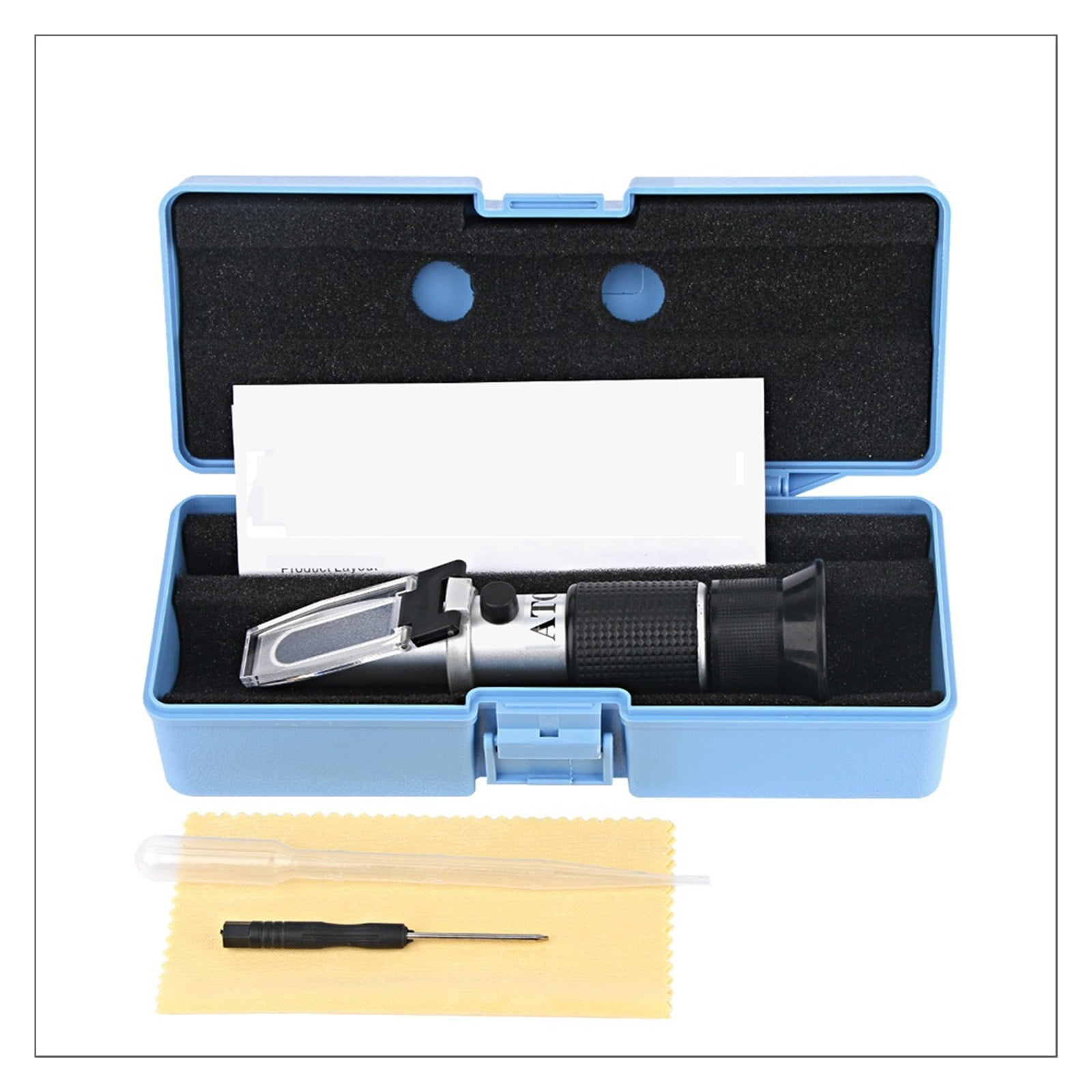 Refractometer Brix Measurement Range 0~50% Fruit Juice Milk Tea Sugar Meter ATC Handheld ...