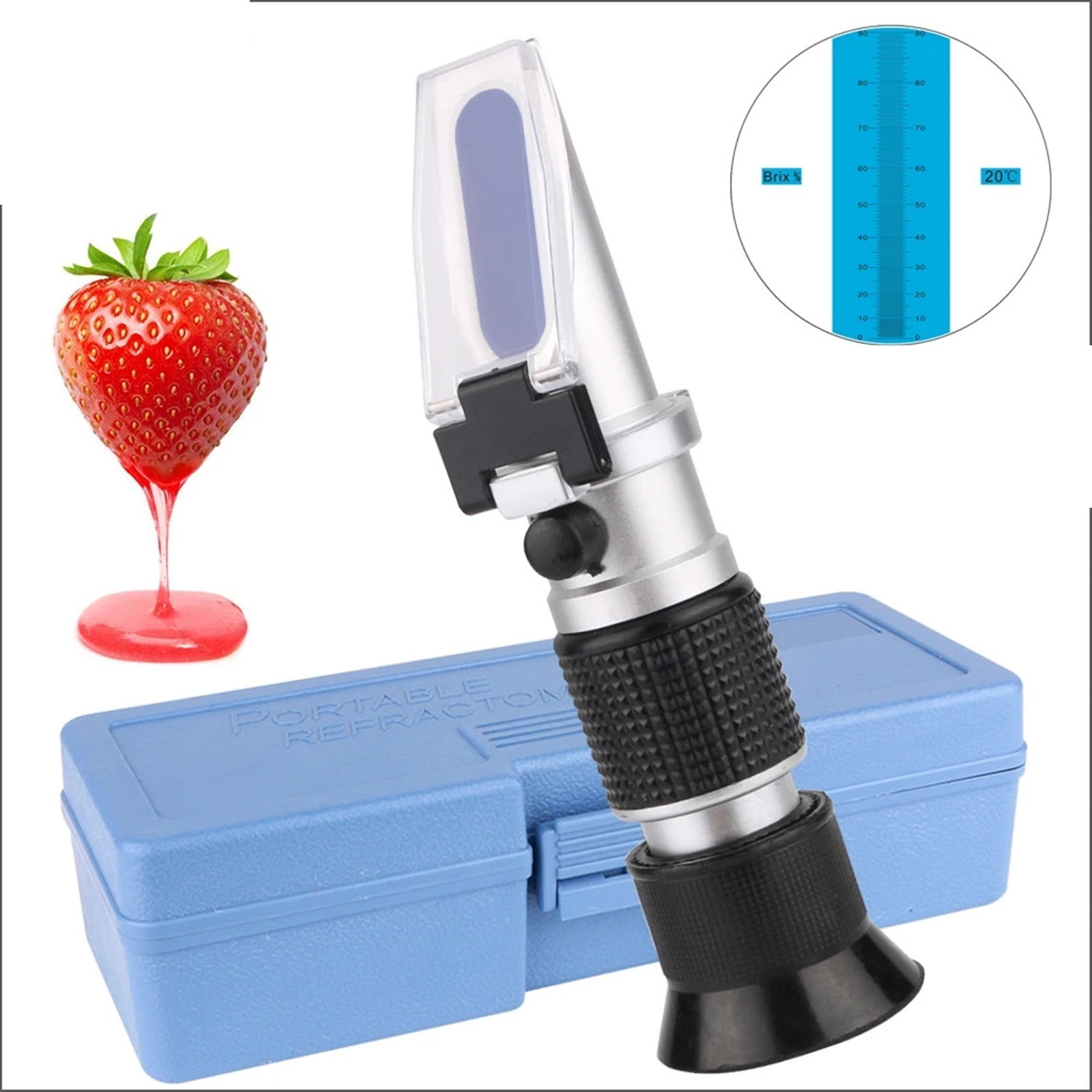 Refractometer Sugar Meter 0-90% Brix Handheld Brewing Auto ...