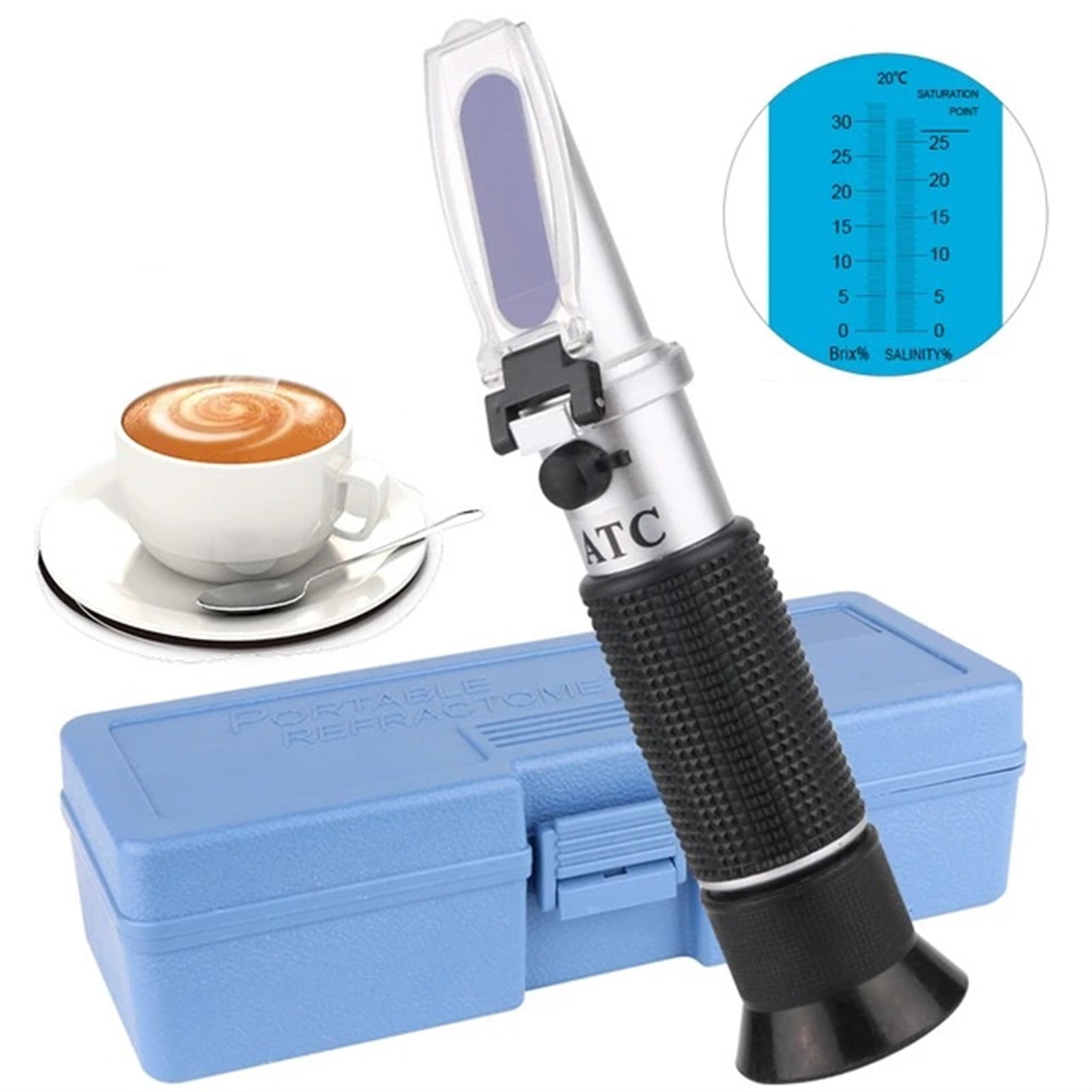 Refractometer Sugar Meter Salinity Nacl Tester Portable Saccharimeter ...
