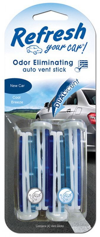 Refresh 4 Pack Car & Cool Breeze Scent Dual Vent Stick Fresh Fragr ...