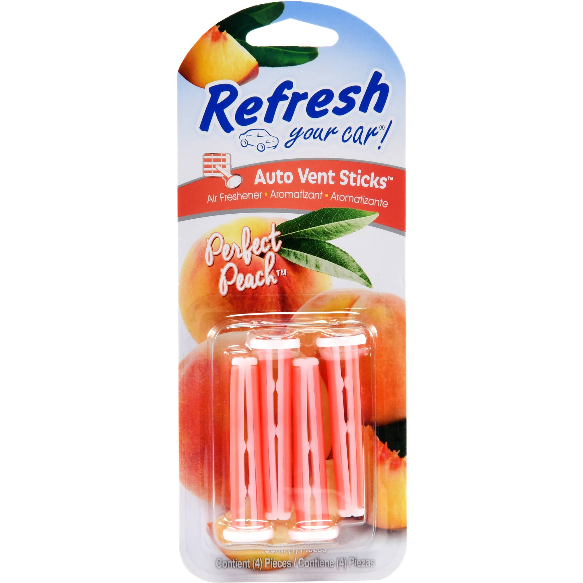 Refresh Auto Vent Sticks Car Air Freshener, Perfect Peach Scent ...