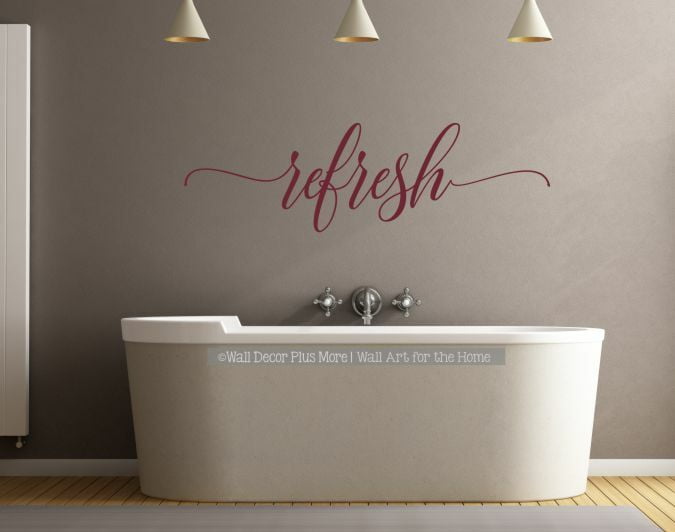Refresh Bathroom Decals Wall Saying Cursive Vinyl Lettering Home Decor ...