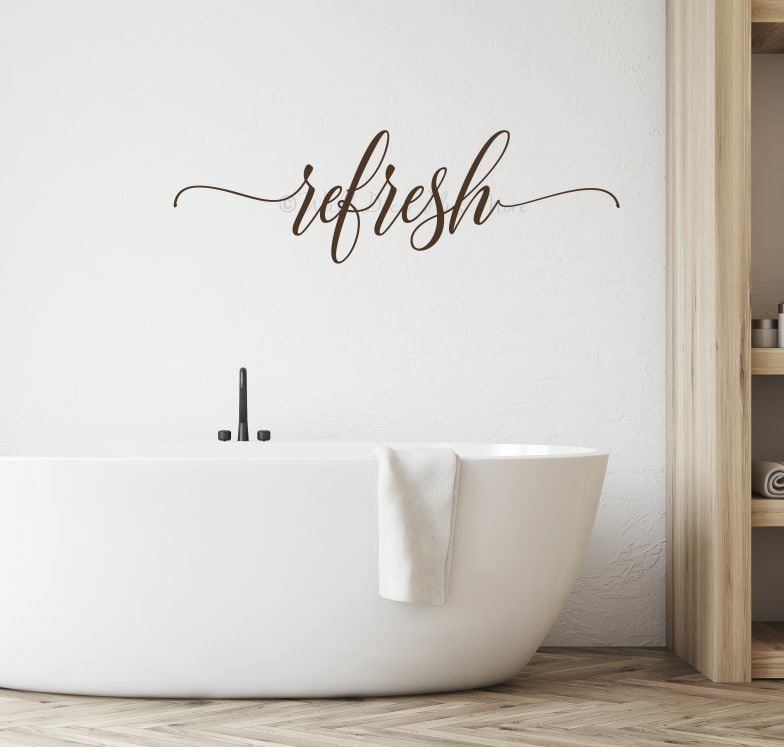 Refresh Bathroom Decals Wall Saying Cursive Vinyl Lettering Home Decor ...