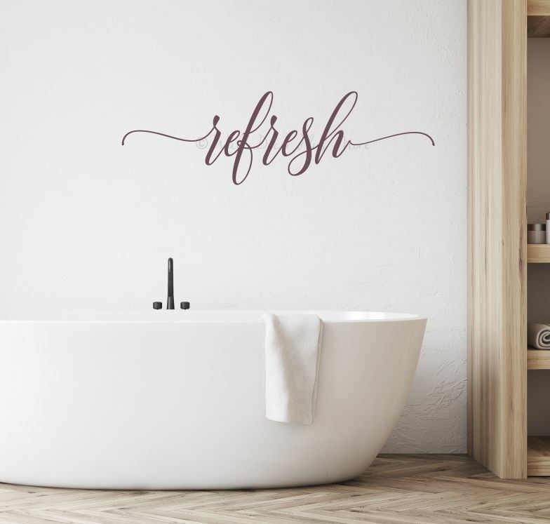 Refresh Bathroom Decals Wall Saying Cursive Vinyl Lettering Home Decor ...