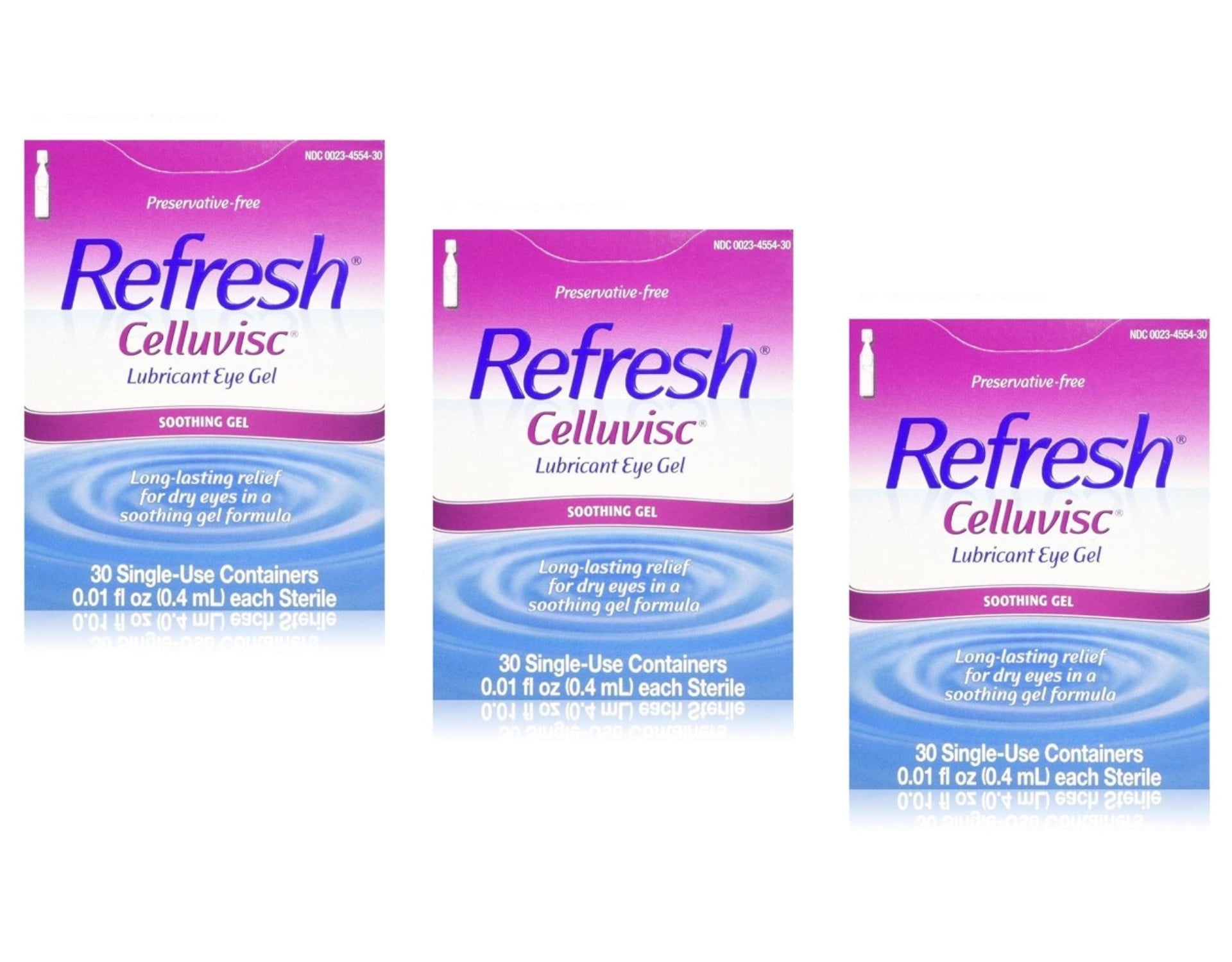 REFRESH Celluvisc Lubricating Eye Gel, 0.01 fl oz, 30 Ct Pack of 3 ...