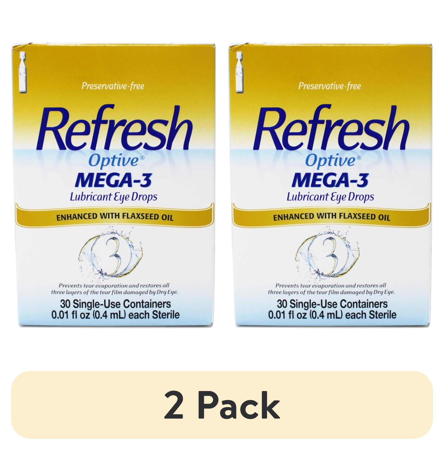 (2 pack) Refresh Optive Mega-3 Lubricant Eye Drops, 0.01 fl oz (0.4ml ...