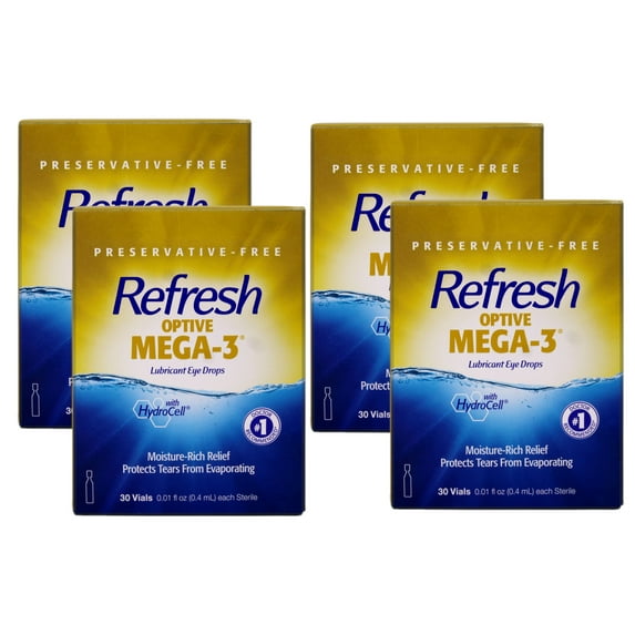 Refresh Optive Mega-3 Natural Lubricated Eye Drops, Long-Lasting ...