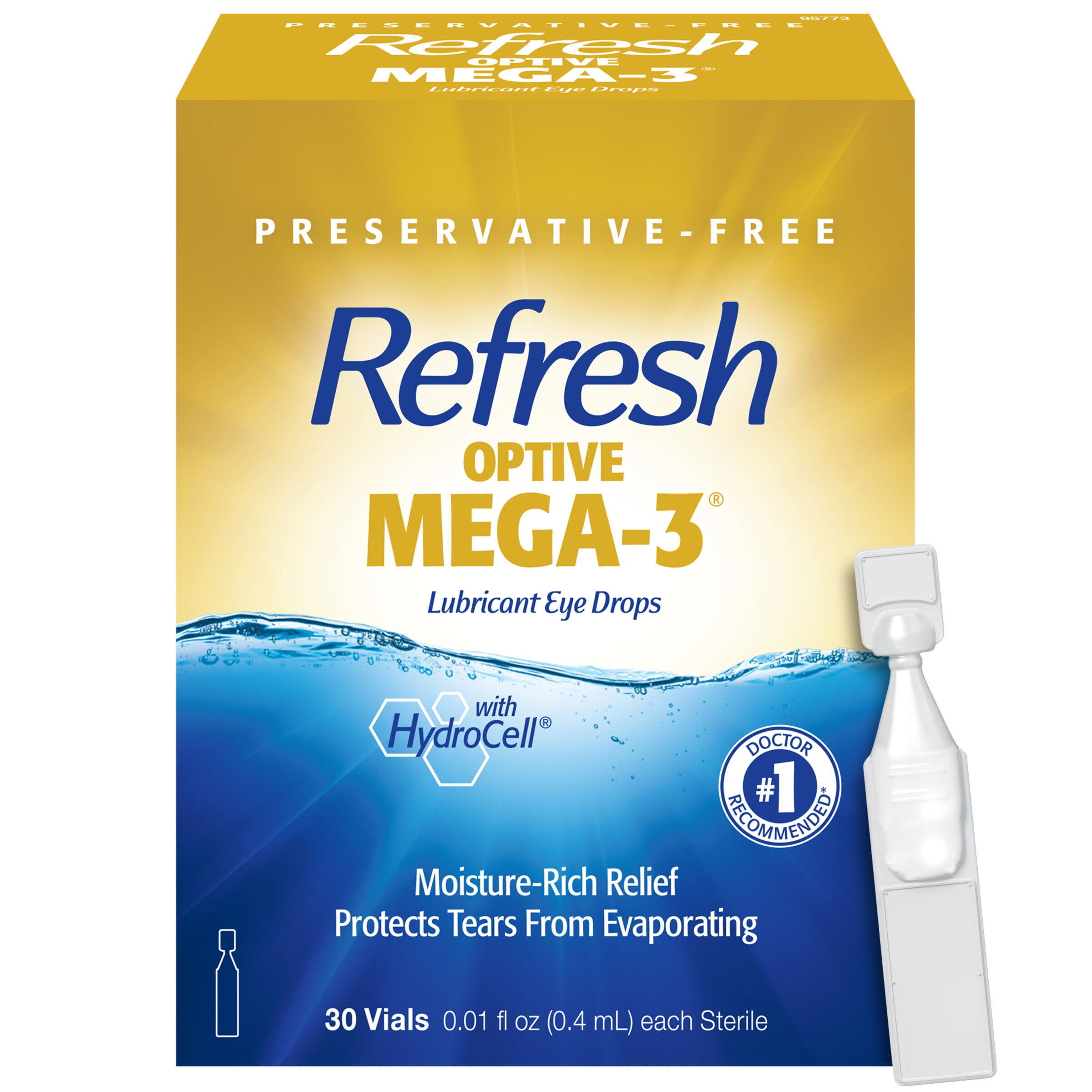 Allergan Refresh Optive Mega 3 Eye Drops, Dry Eye Relief, 180 Vials ...