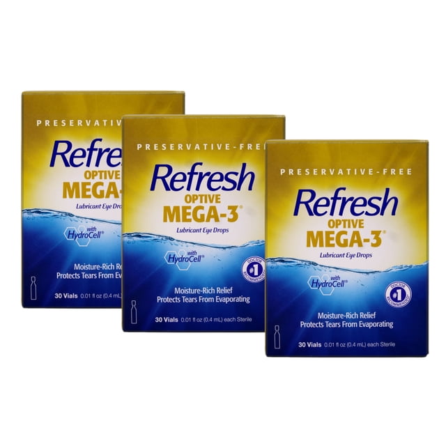 Refresh Optive Mega-3 Lubricant Eye Drops, Preservative-Free, 0.01 fl ...