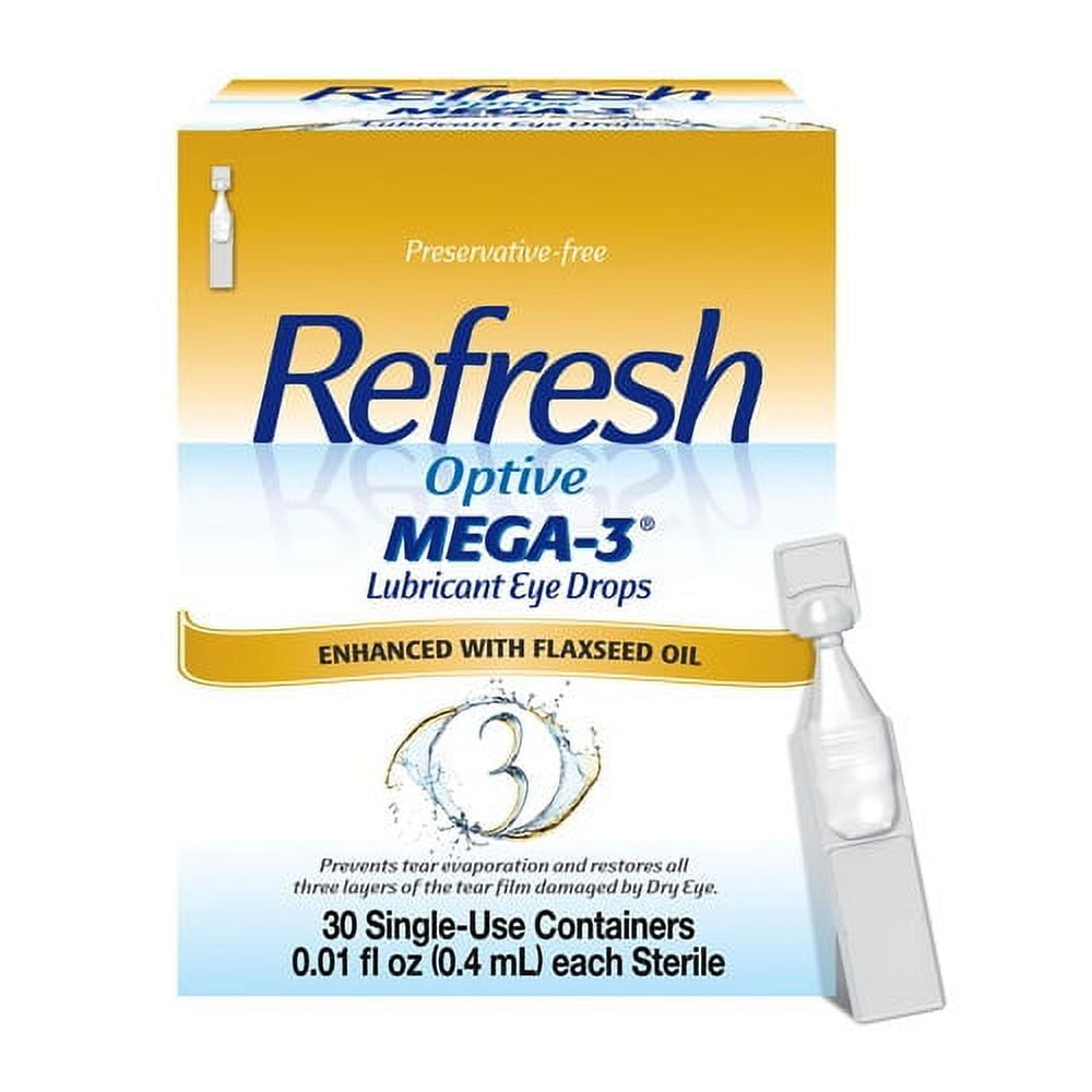 Refresh Optive Mega 3 Eye Drops, Lubricated and Preservative Free, 30 ...