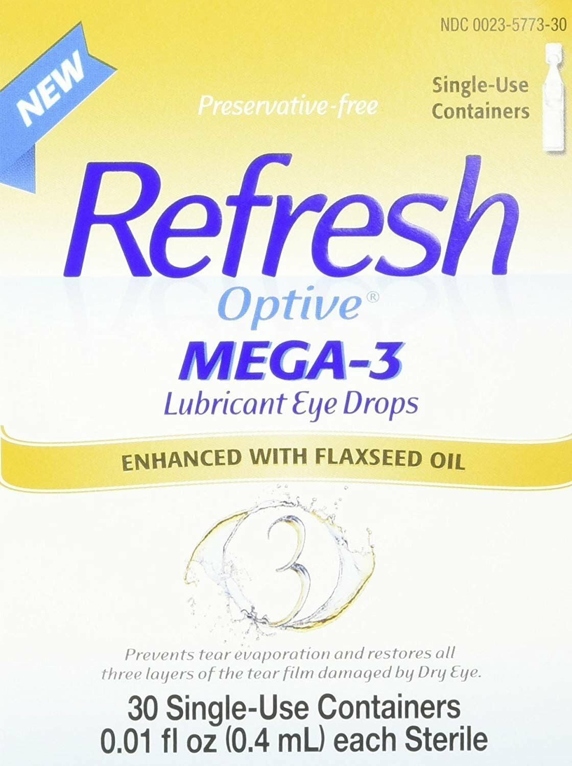 Refresh Optive Mega-3 Lubricating Eye Drops with Natural Oils, Dry Eye ...