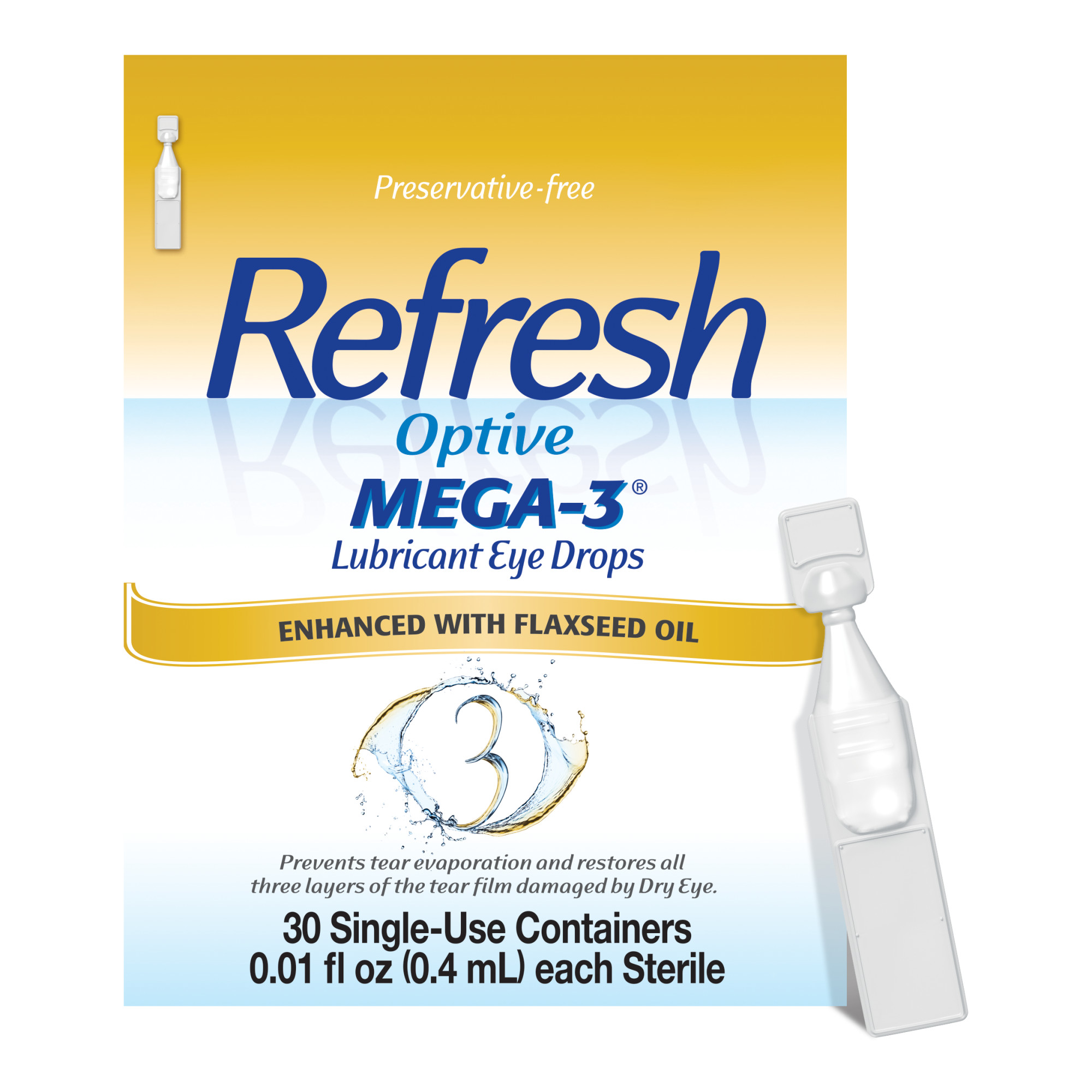 REFRESH Optive Mega-3 Lubricant Eye Drops, Preservative-Free, 30 Single ...