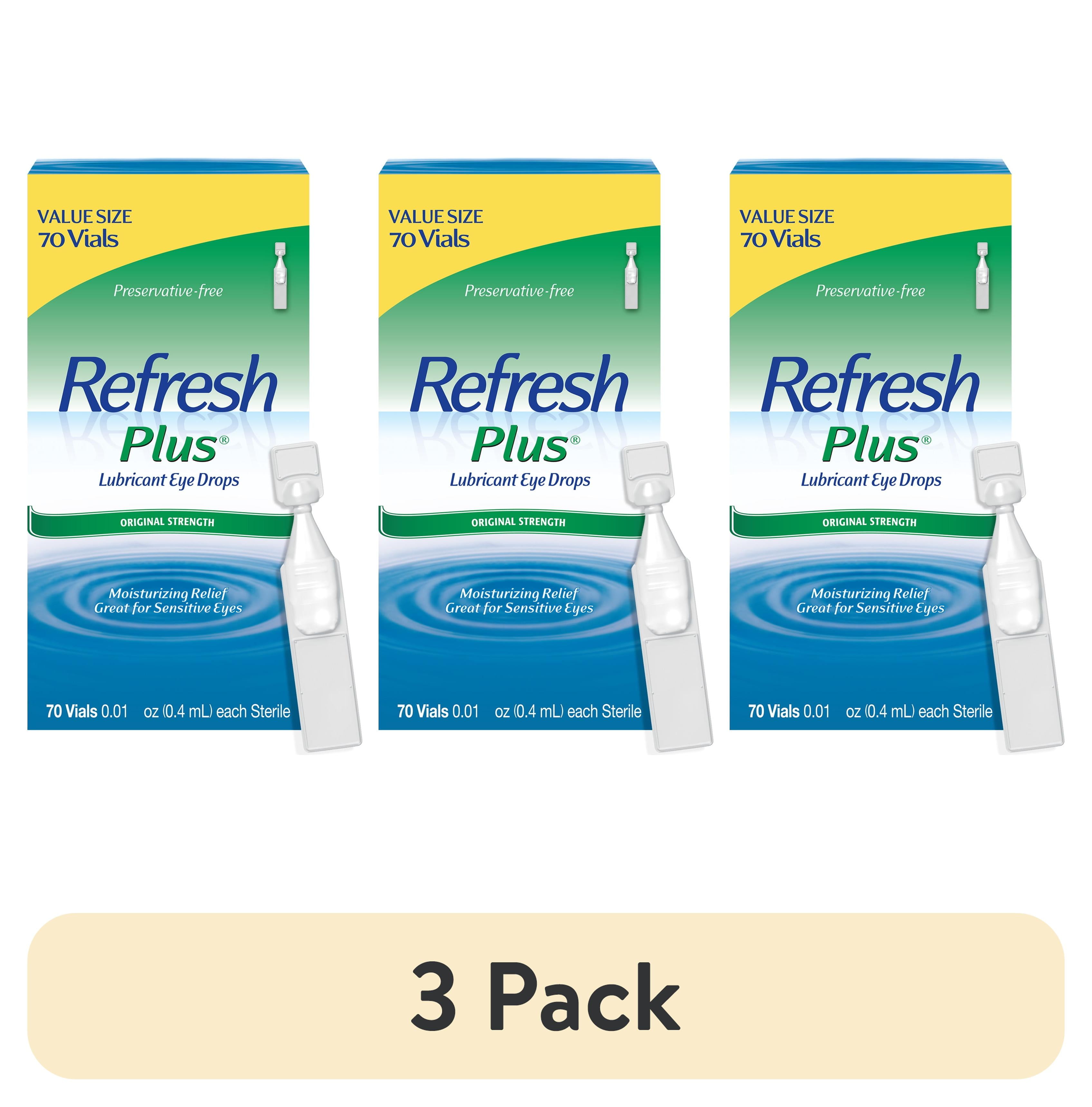 (3 pack) Refresh Plus Lubricant Eye Drops Preservative-Free Tears, 0.4 ...
