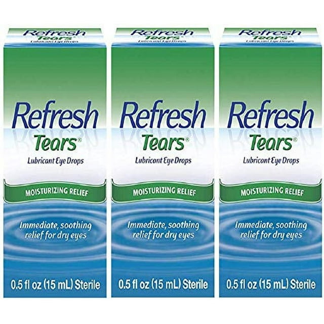 Refresh Tears Lubricant Eye Drops, 0.5 fl oz,15mL each Sterile- Value ...