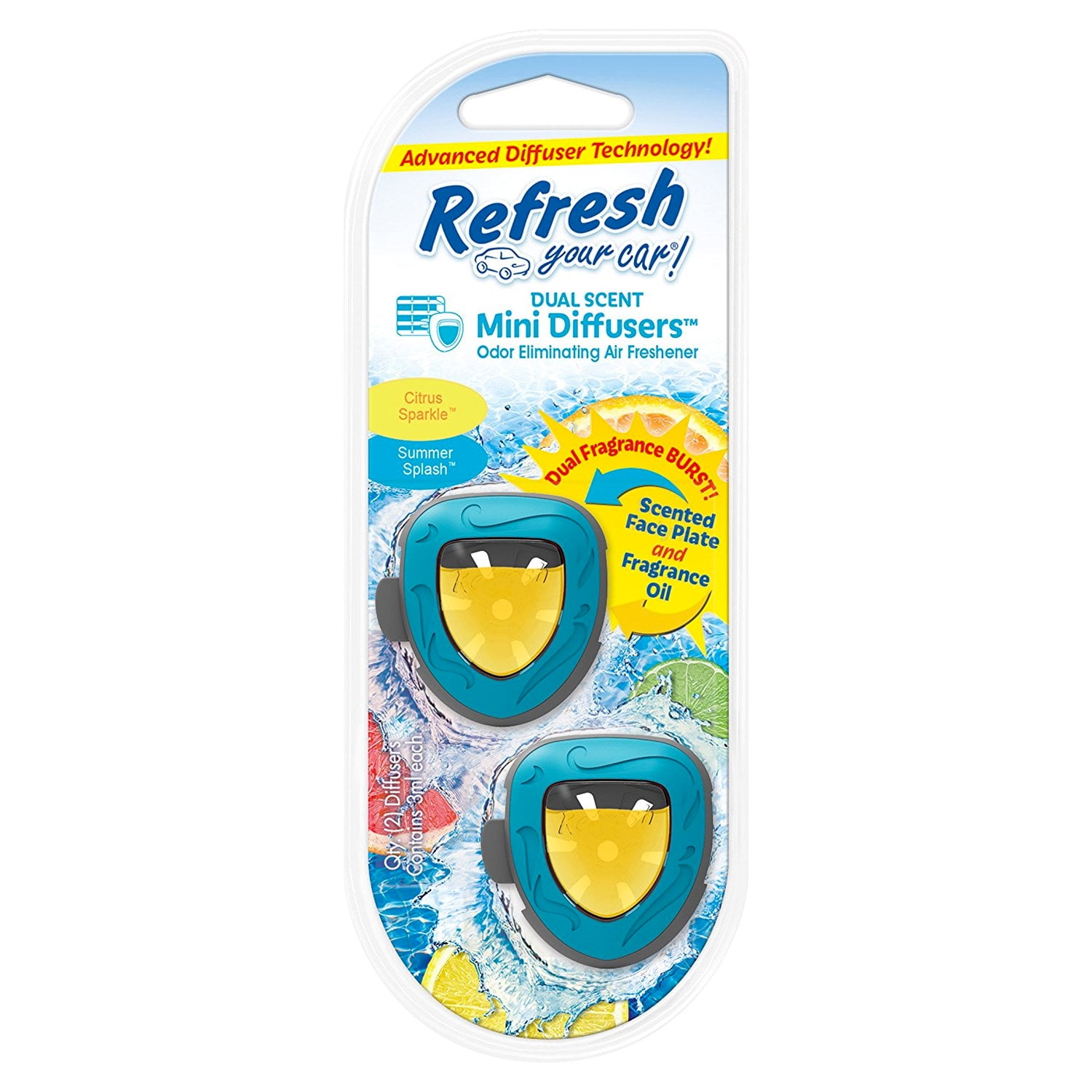 Refresh Vent Clip Mini Diffusers Car Air Freshener, Citrus Sparkle ...