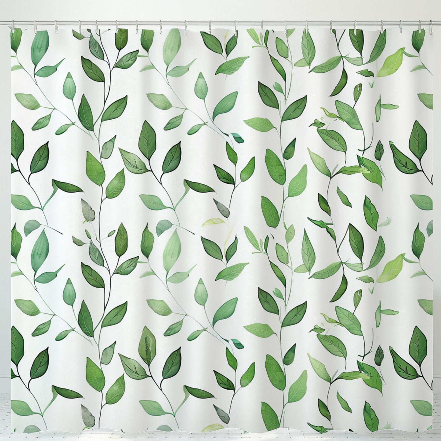 Refresh Your Bathroom with Stylish Green Leaf Shower Curtain Eco ...