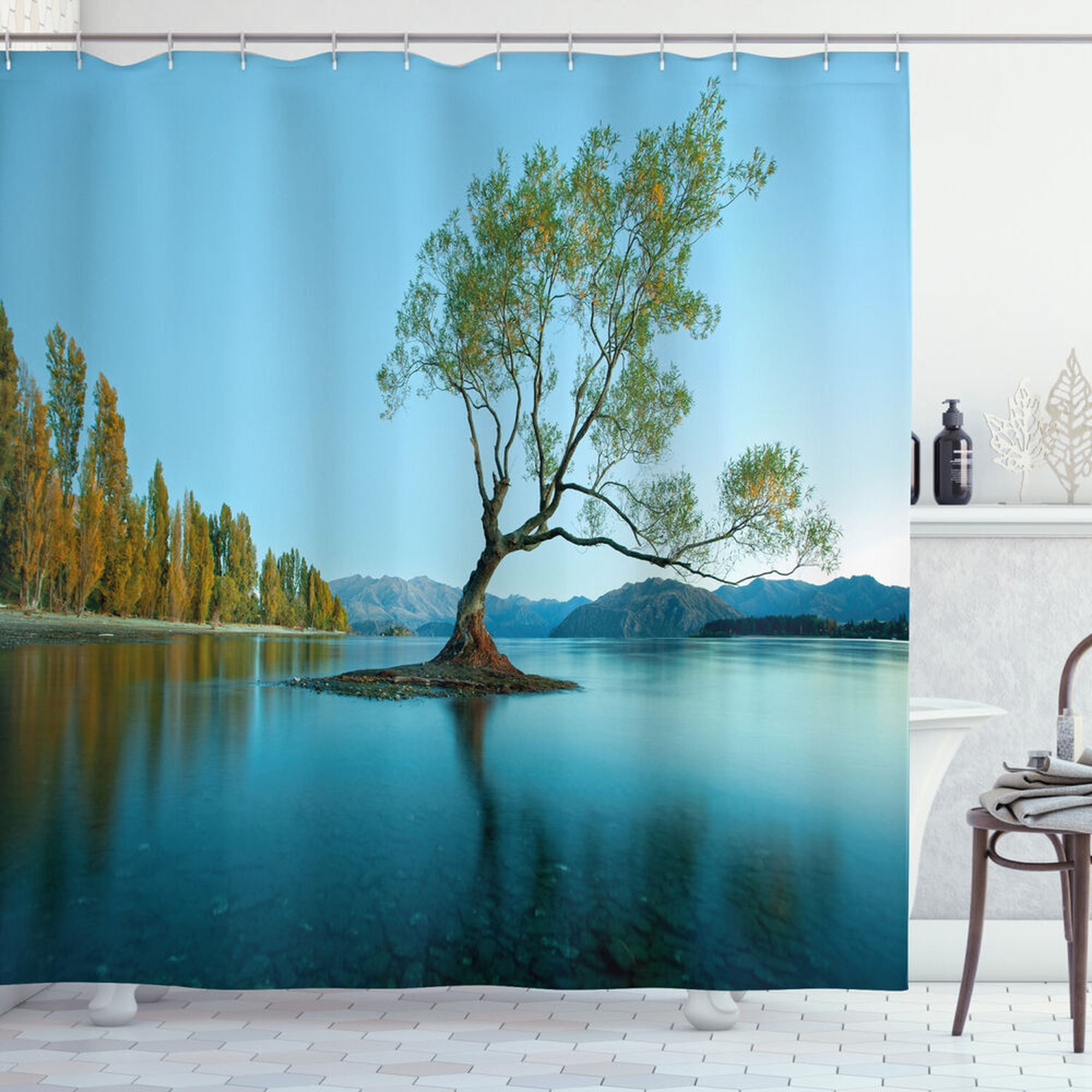 Refresh Your Bathroom with a Tranquil Spring Lake Scene Shower Curtain ...