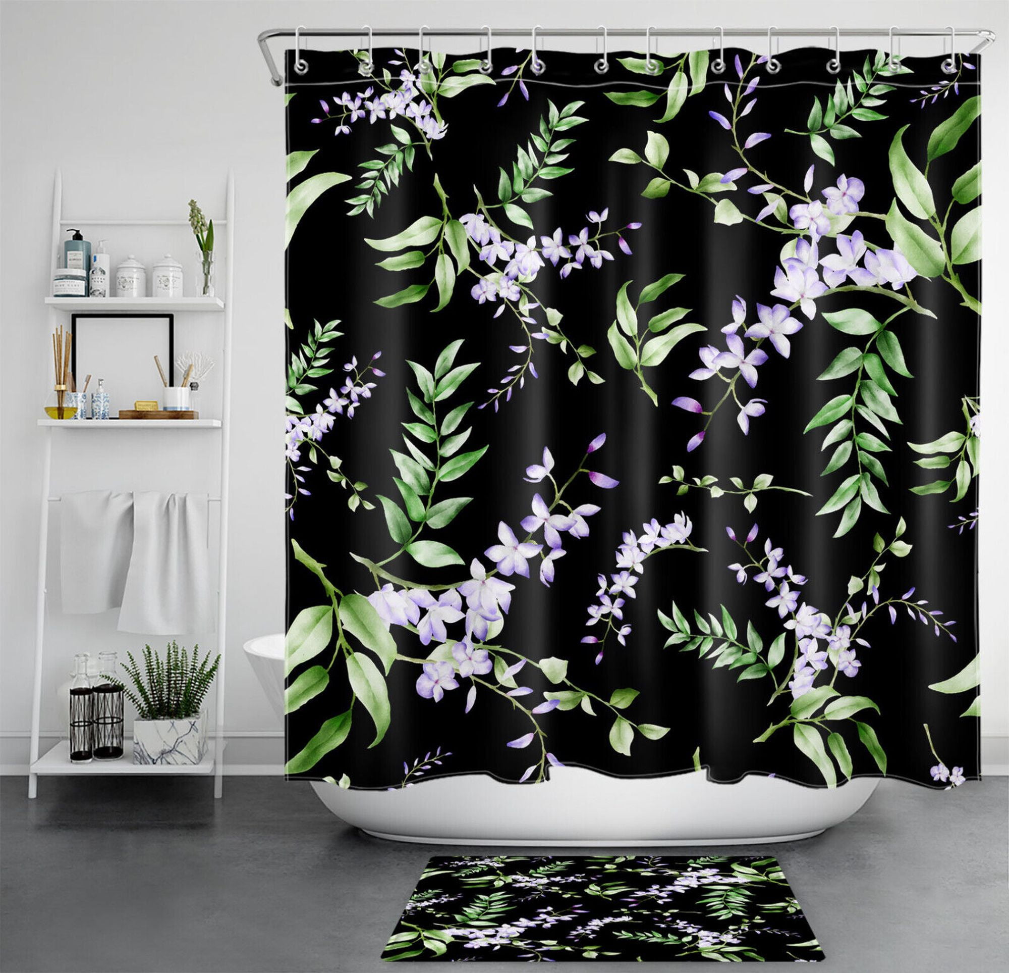 Refresh Your Bathroom With The Botanical Elegance Of Green Leaf Purple